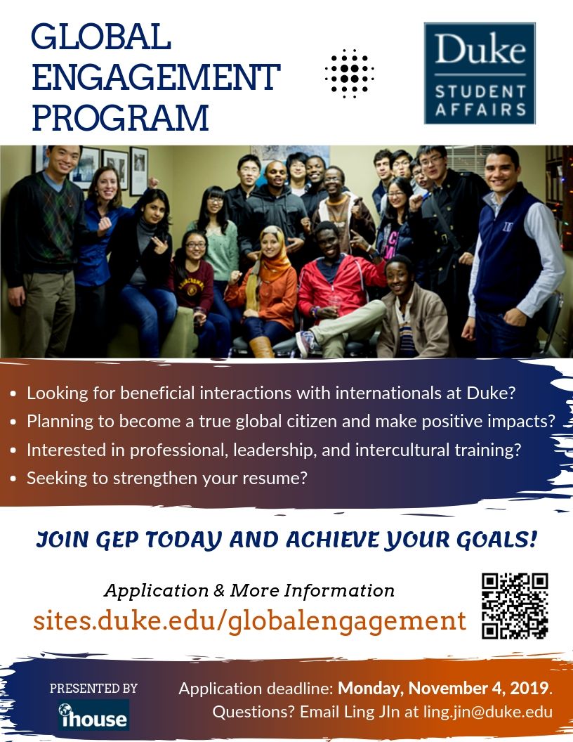Global Engagement Program is Now Recruiting for Spring 2020 | Duke ...